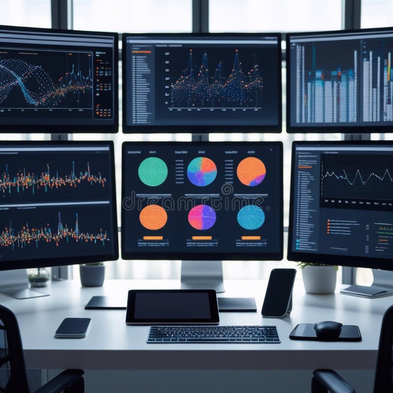 Advanced Analytics Setup Multiple Screens Data Visualization Insights Stock Photos - Free ...