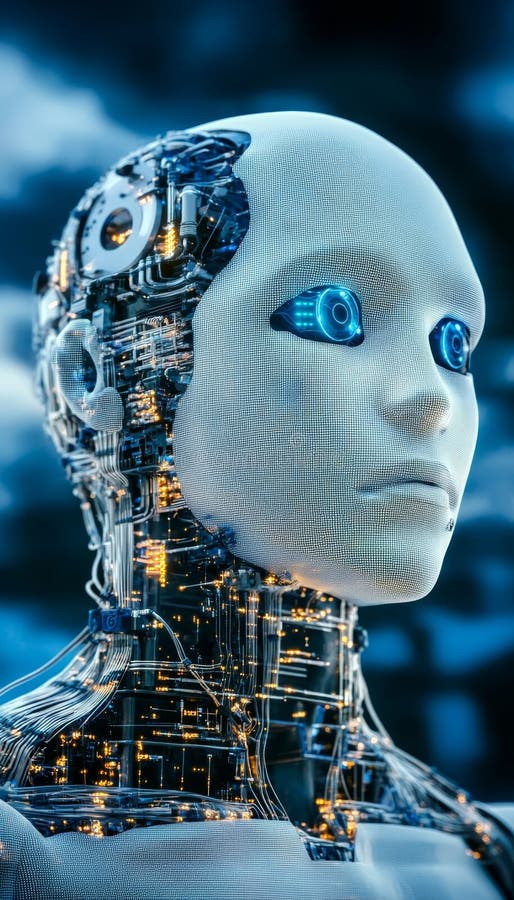 Advanced Android Close-Up of Artificial Intelligence with Complex ...