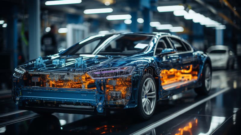 Advanced Assembly of Hydrogen-powered Cars Illuminated in a Modern ...