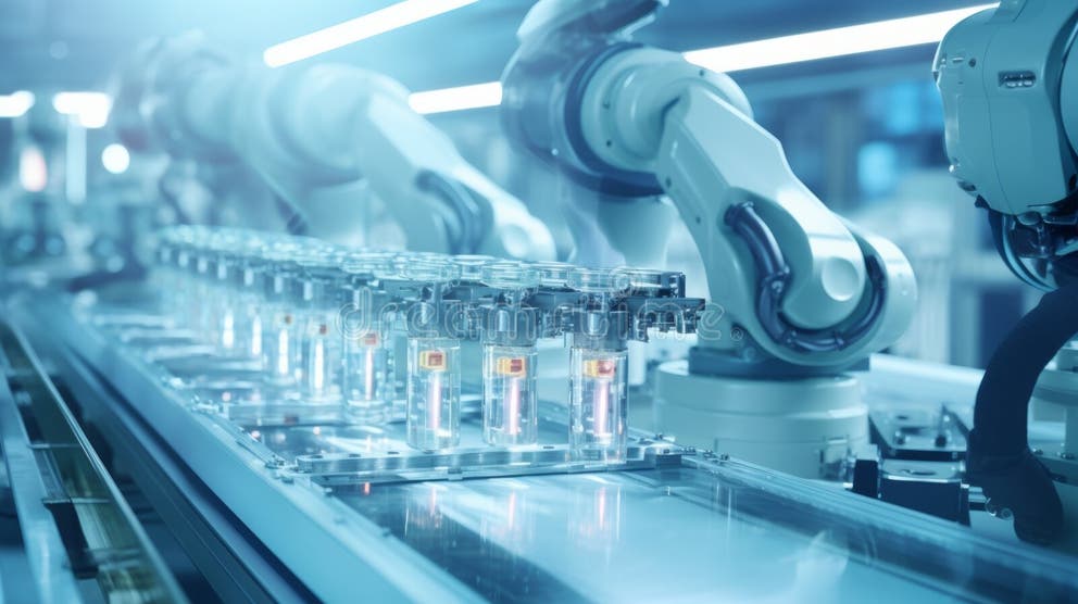 An Advanced Assembly Line Utilizes Robotic Manipulators To Construct ...