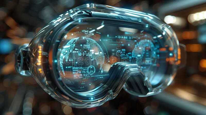 Advanced Augmented Reality Goggles Displaying Global Data in Futuristic ...