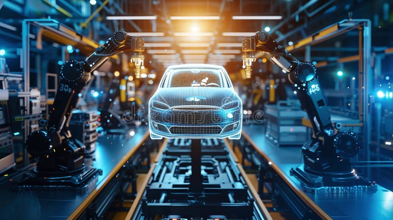 Advanced Automated Assembly Line for High-Tech Electric Vehicles Stock ...