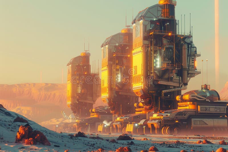 An Advanced Automated Mining Rig Operating in a Futuristic Sci-fi ...