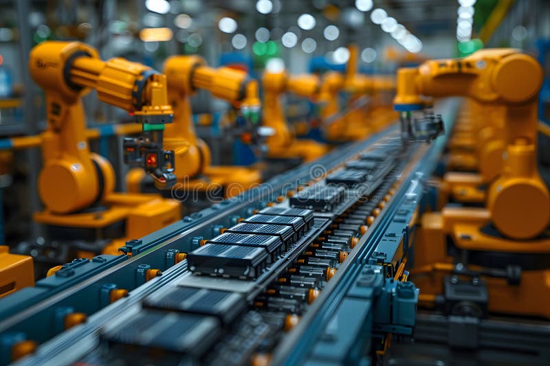Robotic Assembly Line in a Modern Industrial Manufacturing Facility Generative AI Stock ...