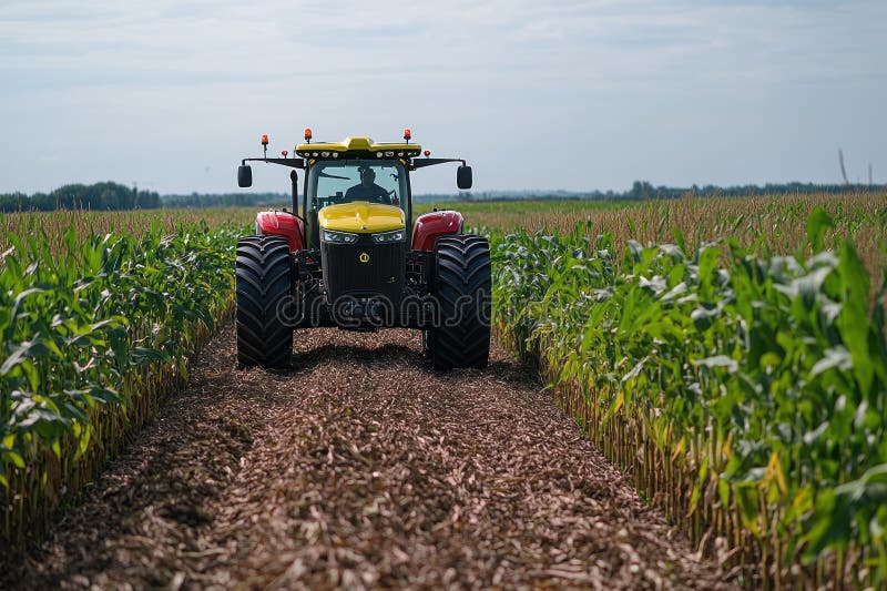 Advanced Autonomous Tractor Navigating through Cornfield, Showcasing ...