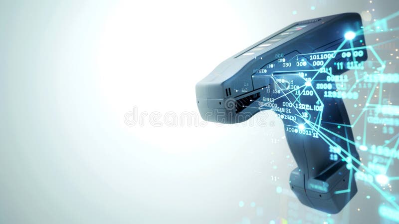 Advanced Barcode Scanner with Digital Data Overlay Stock Photo - Image ...