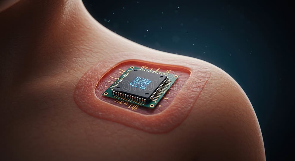 Advanced Bio-Integrated Microchip Patch Fused with Human Skin Stock ...