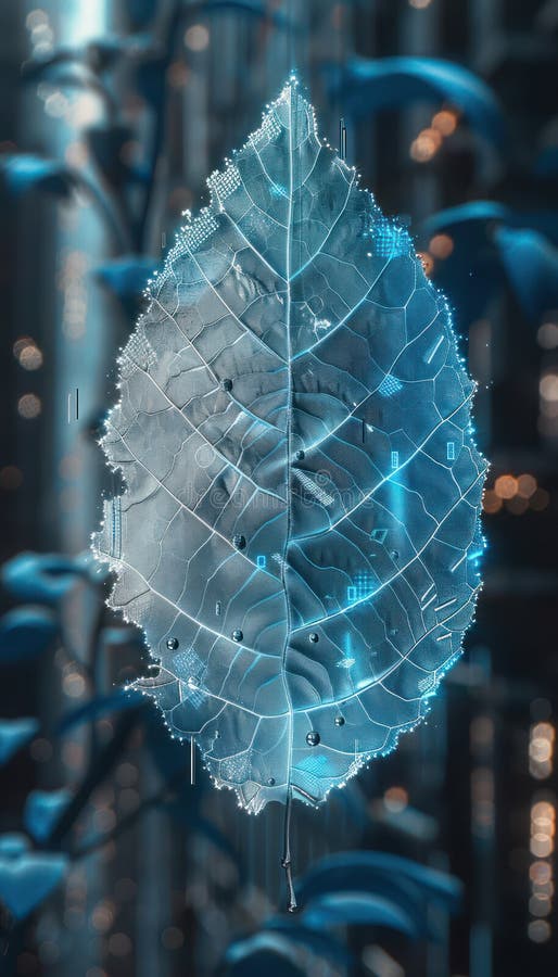 Advanced Bio Technology in Nature High Tech Digital Tree Leaf ...