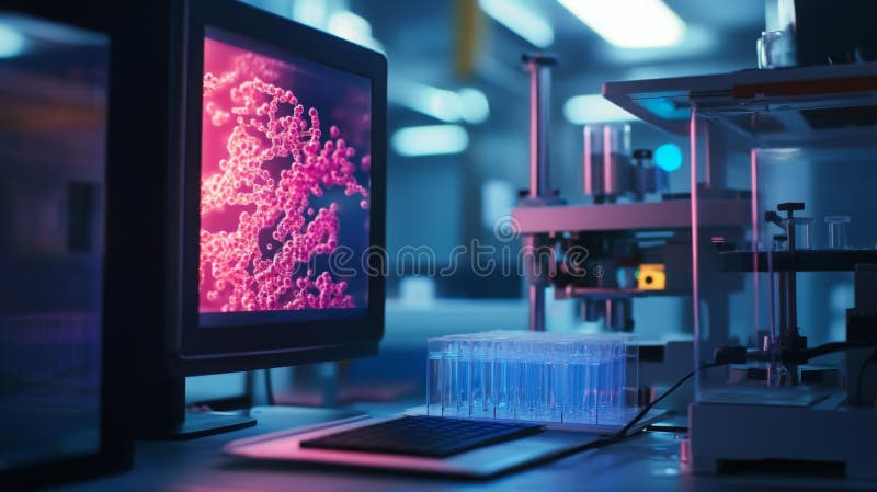 Advanced Bioinformatics Workstation Displaying Molecular Structures in ...