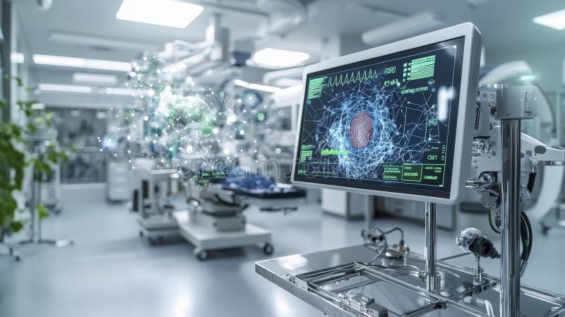 Advanced Biometric Scanner Analyzing Patient S Fingerprint in High-tech ...