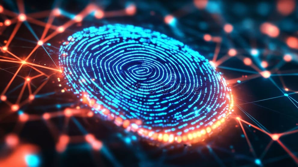 Advanced Biometric Security System Featuring Futuristic Fingerprint Scanning Technology Visuals ...
