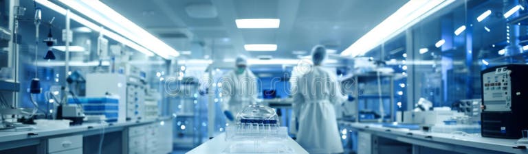 Advanced Biotechnology Laboratory Interior with Scientists Conducting ...