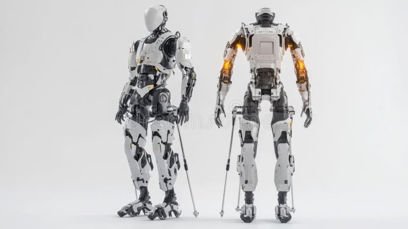 Advanced Bipedal Humanoid Robots on Display in a Futuristic Tech ...