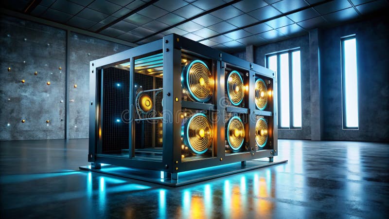 Advanced Bitcoin Mining Rig Illuminates Modern Interior Stunning Night ...