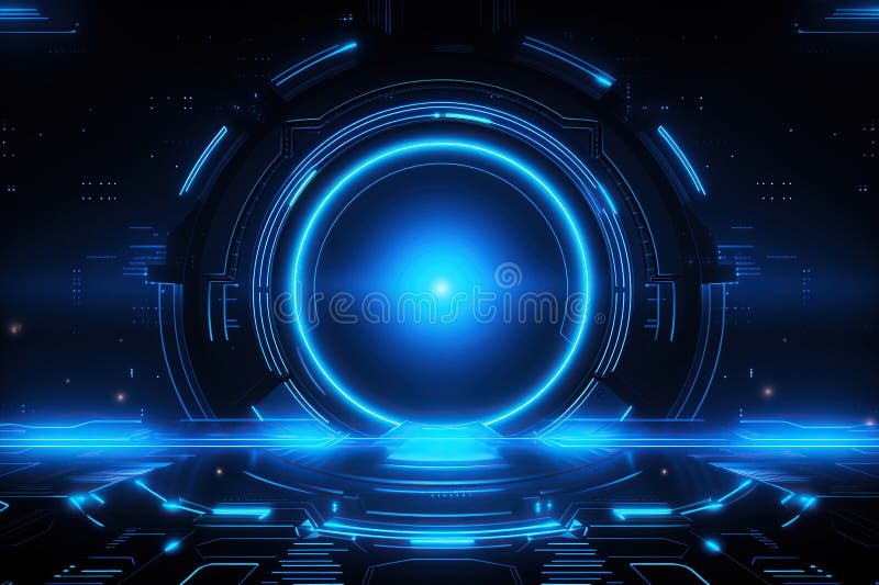 Advanced Blue Sci-Fi Technology Tunnel Interface. Generative AI Stock ...