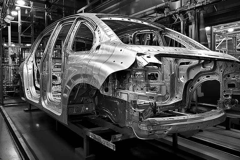 Advanced Car Assembly at Modern Automotive Plant. Cutting-Edge ...