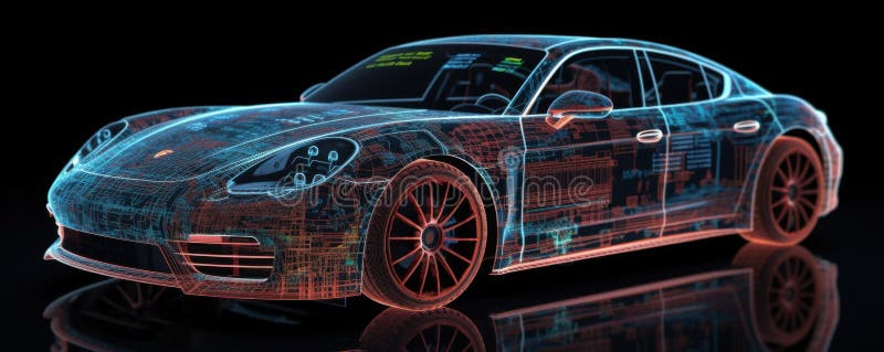 Advanced Car Design Showcasing Digital Transparent Structure and ...