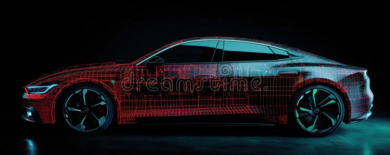 Advanced Car Design Showcasing Digital Transparent Structure and ...