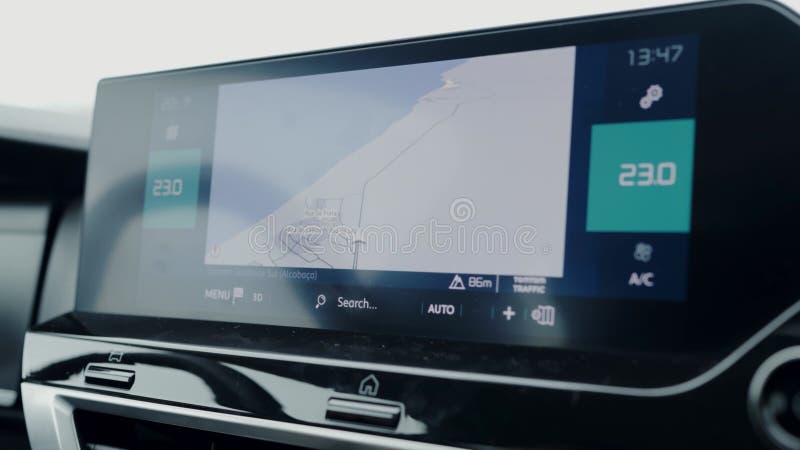 Advanced Car Navigation System Display Showing Real-Time Data Stock Video - Video of safety ...