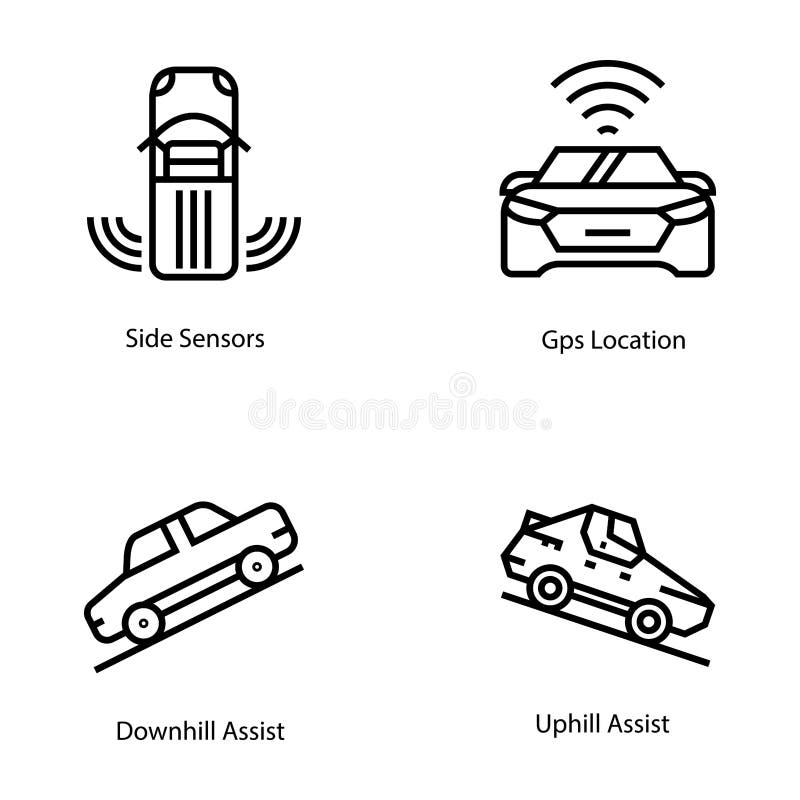 Advanced Car Tech Line Icons Stock Illustration - Illustration of ...
