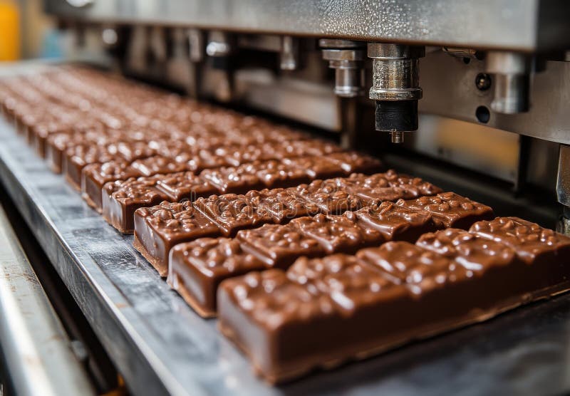 Advanced Chocolate Bar Production Process with Intricate Machinery and ...