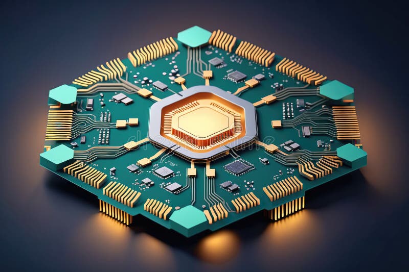 Advanced Circuit Board Design Displaying Intricate Components and ...