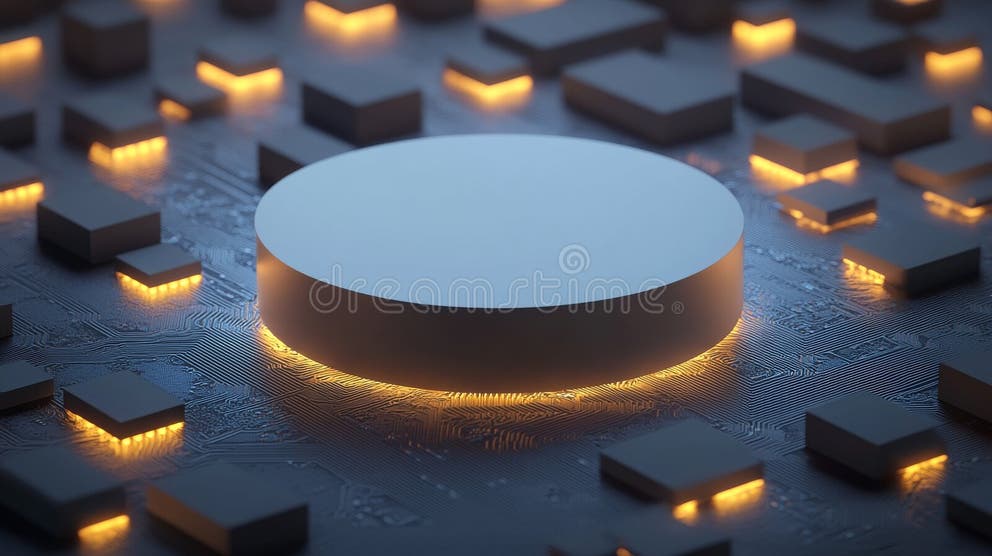 Advanced Circuit Board Featuring Illuminated Components and a Central ...