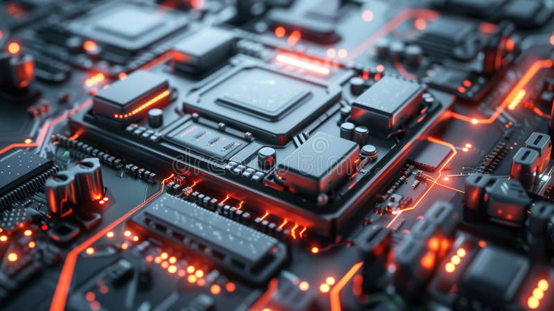 Advanced Circuit Board Technology Close-Up Stock Illustration ...