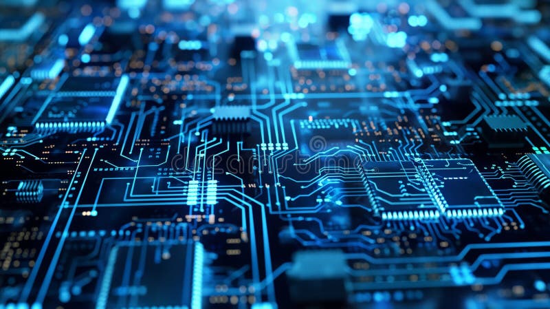 Advanced Circuitry Depth stock image. Image of blue - 312355099