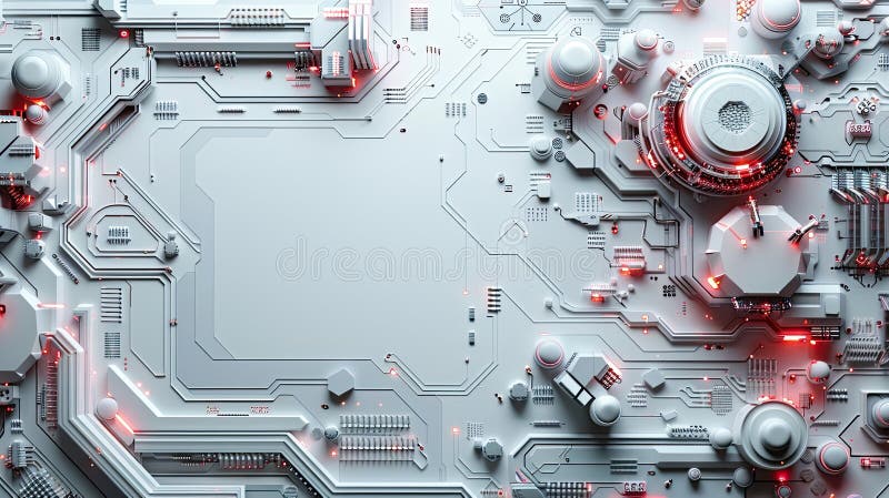 Advanced Circuitry Glowing with Futuristic Orange Lights. Stock ...