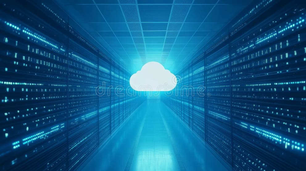 Advanced Cloud Computing System Featuring Data Storage Servers Stock ...