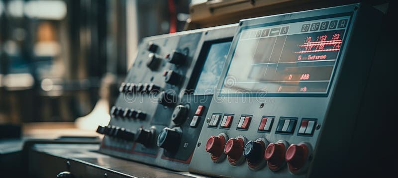 Advanced Cnc Control Panel with Digital Screens Displaying Intricate ...