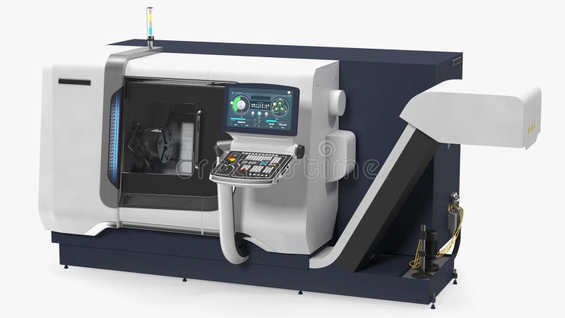 Advanced CNC Lathe Machine with Digital Display Stock Image - Image of ...