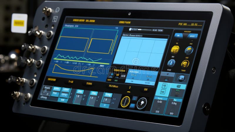 Advanced Cnc Machine Control Panel Showing Data and Graphs Reflecting Process Complexity Stock ...