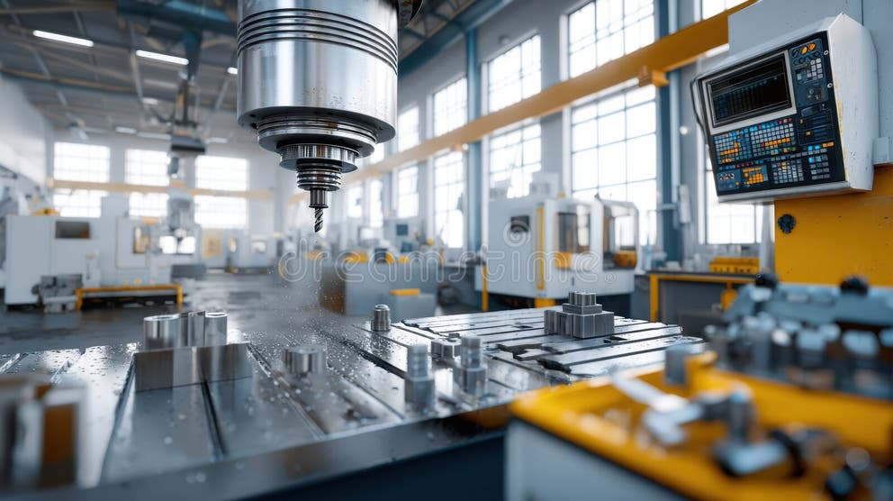 The Advanced CNC Machine in a Modern Manufacturing Facility with ...