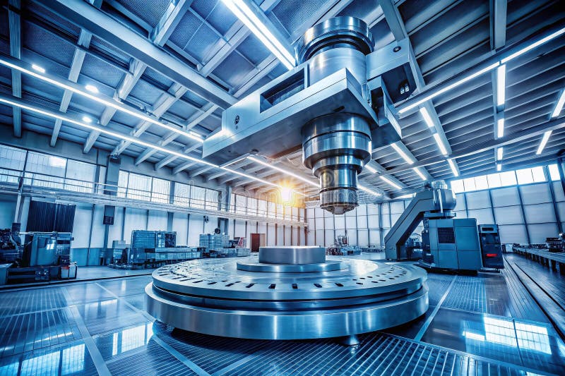 Advanced CNC Machining in a Modern Manufacturing Facility Closeup View ...