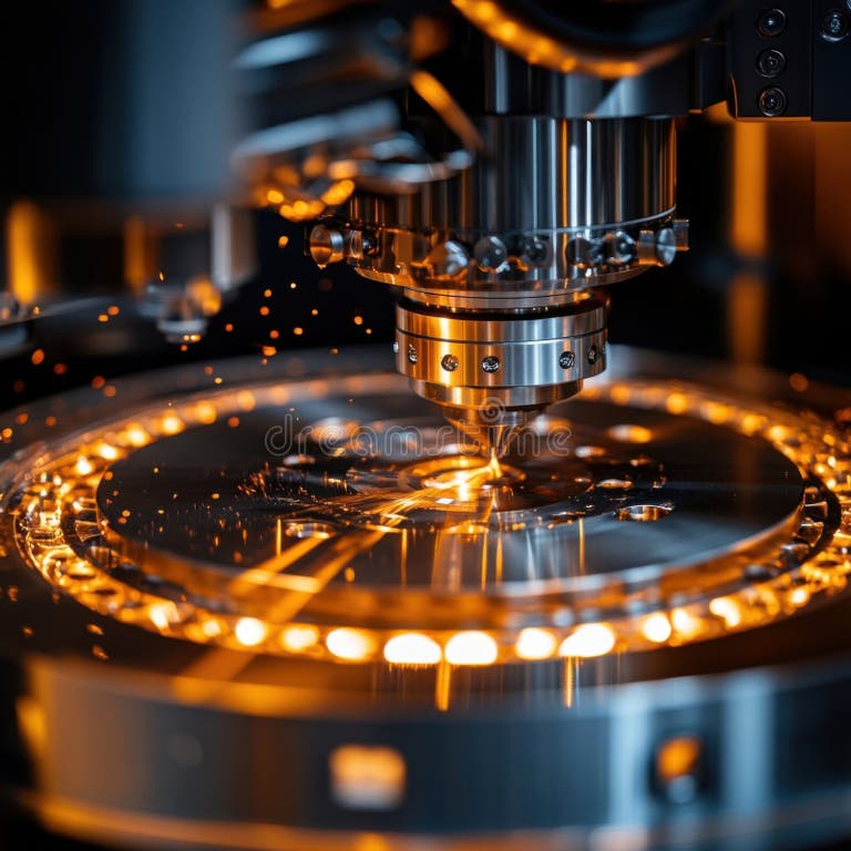 Advanced CNC Machining Process with Sparks and Precision Engineering ...