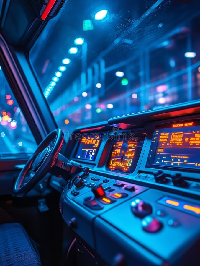 High-tech Train Cockpit Interior Showcasing Modern Controls and ...