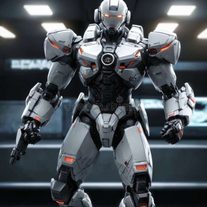 Advanced Combat Robot in Hangar Stock Photo - Image of intelligence ...