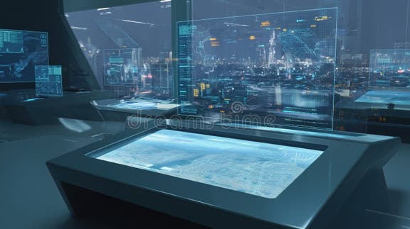 Advanced Command Console with Holographic Map Interface Generative AI ...