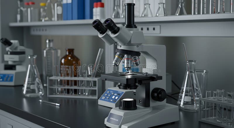 Compound microscope stock illustration. Illustration of model - 178641637