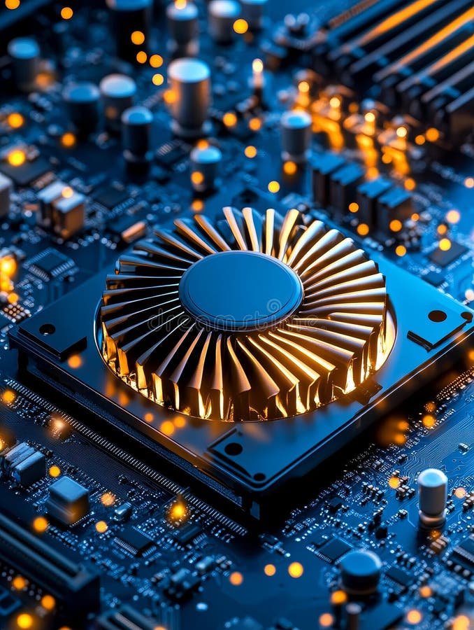 Advanced Computer Chip Cooling System Hightech CPU Cooler Innovation ...