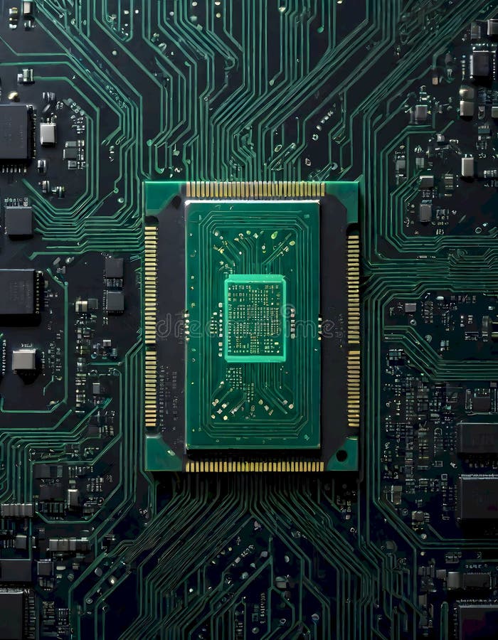 Advanced Computer Chip Hardware, Detailed View of Intricate Components ...