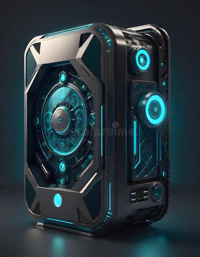 Advanced Computer Cooling Fan or Engine Part Emitting Blue Light ...