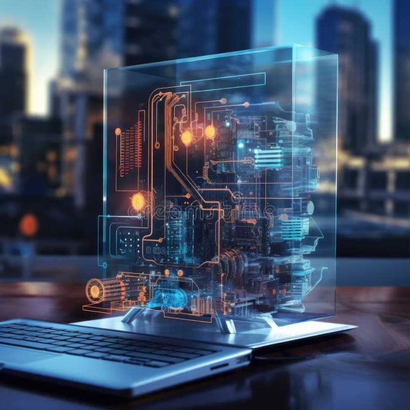 Advanced Computer in the Future. Generative Ai Stock Illustration ...