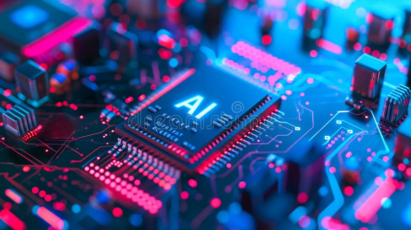 Advanced Computer Processor Chip with AI Acceleration in Dark Digital ...