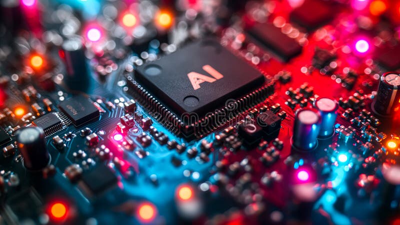 Advanced Computer Processor Chip with AI Acceleration in Dark Digital ...