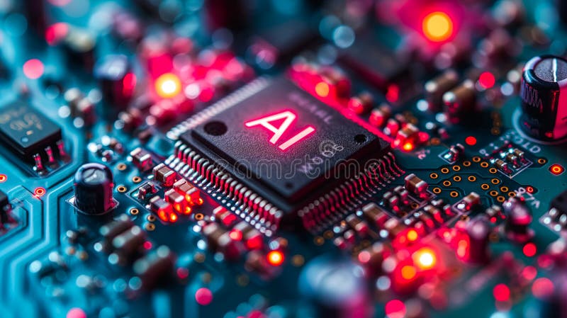 Advanced Computer Processor Chip with AI Acceleration in Dark Digital ...