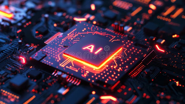 Advanced Computer Processor Chip with AI Acceleration in Dark Digital ...