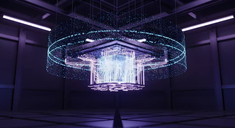 Advanced Computing Core: Futuristic Processor with Holographic Grid ...